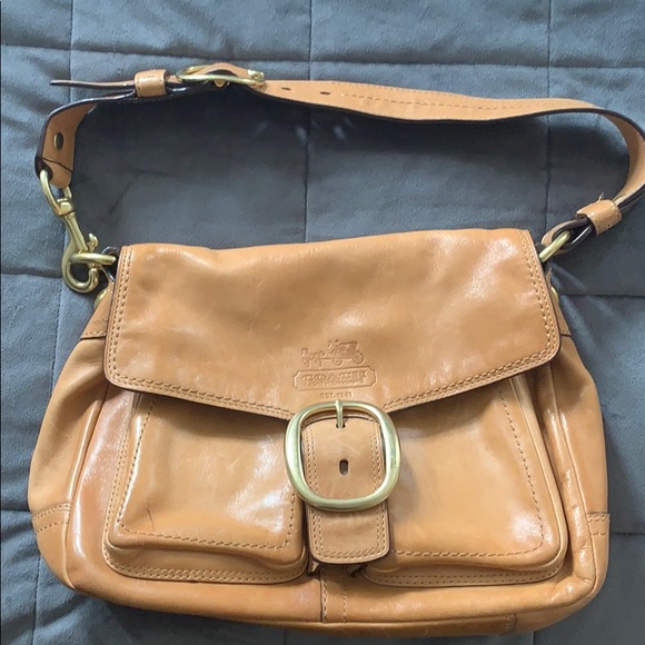 Coach | Bags | Coach Tan Leather Shoulder Bag | Poshmark